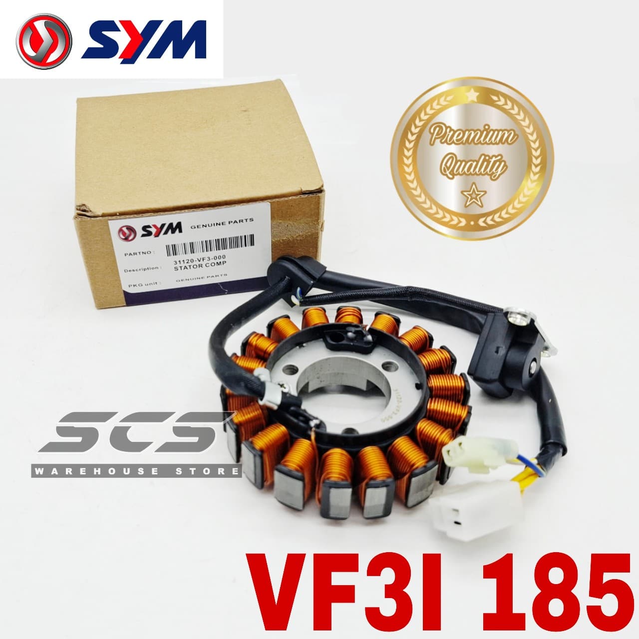 Fuel Coil Assy SYM VF3I 185 5 Wire 31120-VF3-000 Stator Startor Coil ...