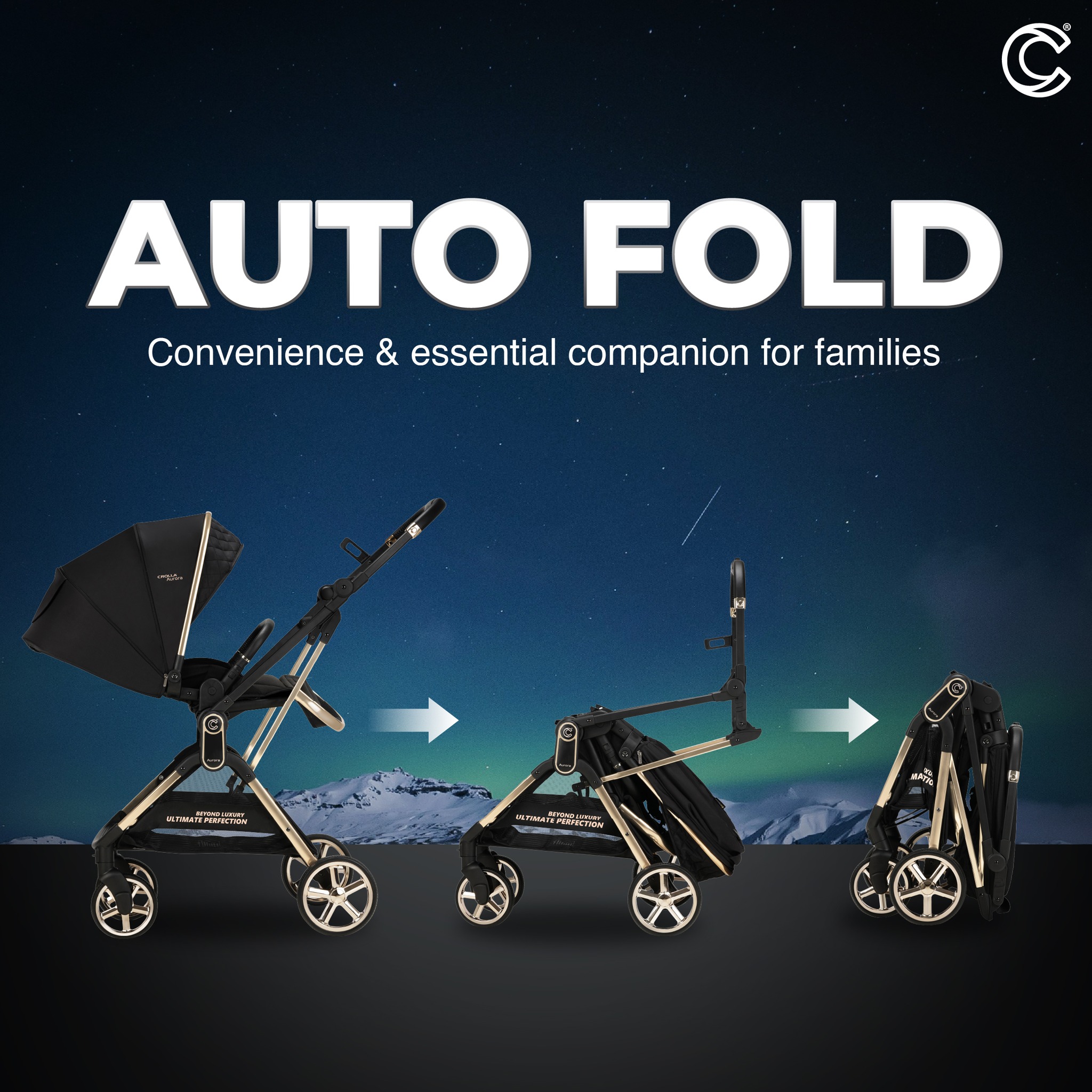 Crolla Aurora - Auto Fold, Two Way Facing Newborn Baby Stroller ( 0 ...