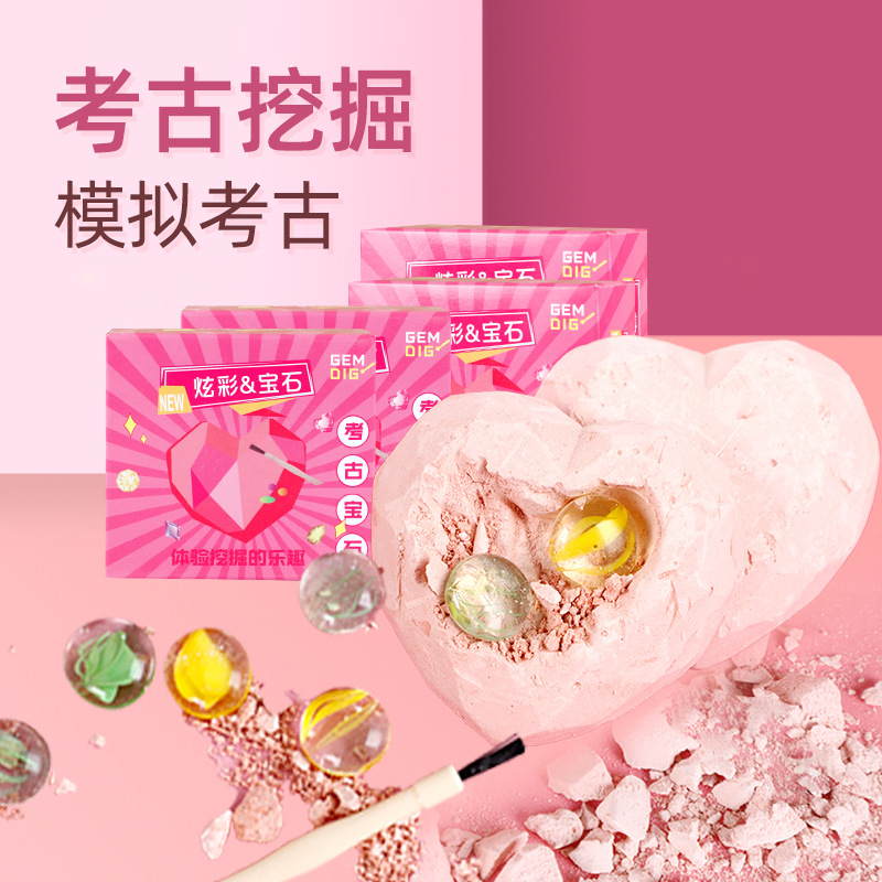 Archaeological Love Gem Digging Blind Box Kids Educational Toys Set ...