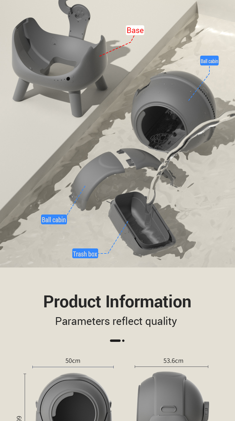 els pet Smart Cat Litter Box Automatic remote APP control 50L large ...