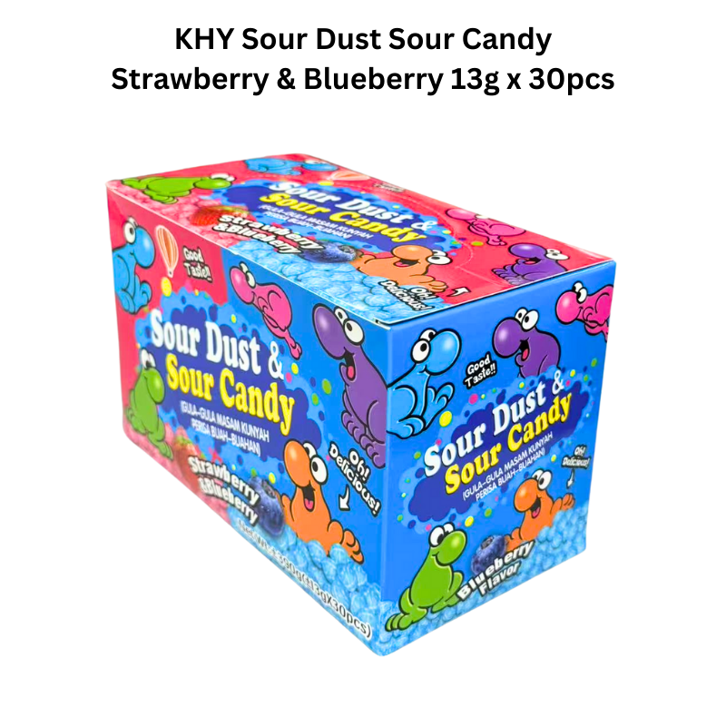 *Halal* KHY Sour Dust Sour Candy Strawberry & Blueberry 13g x 30pcs ...