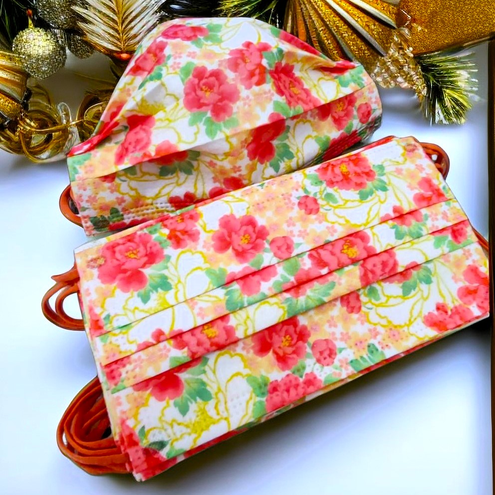 10pcs Mask Bercorak Bunga 3ply Flower Flora Design Face Mask For Women ...