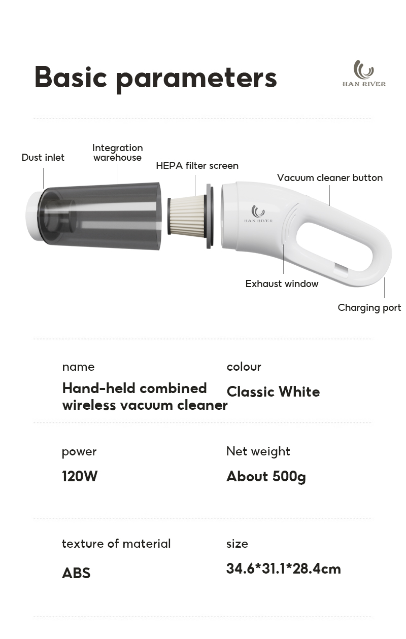 HAN RIVER Cordless Vacuum Cleaner 5 IN 1 25000Pa Strong Suction ...