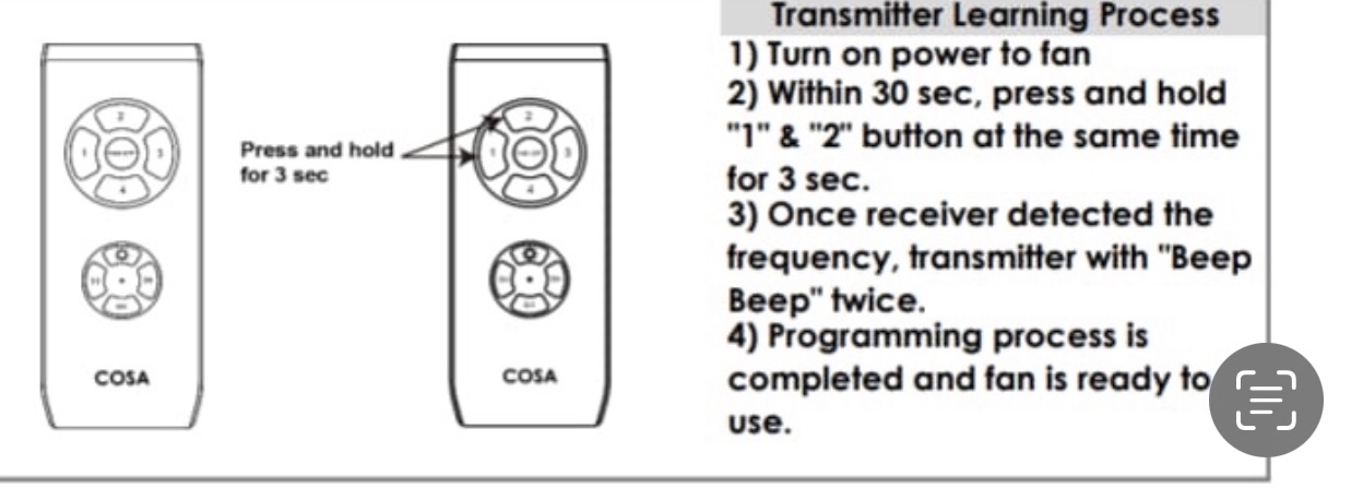 ALPHA / COSA Xpress Series 4 SPEEDS CEILING FAN ORIGINAL REMOTE CONTROL ...