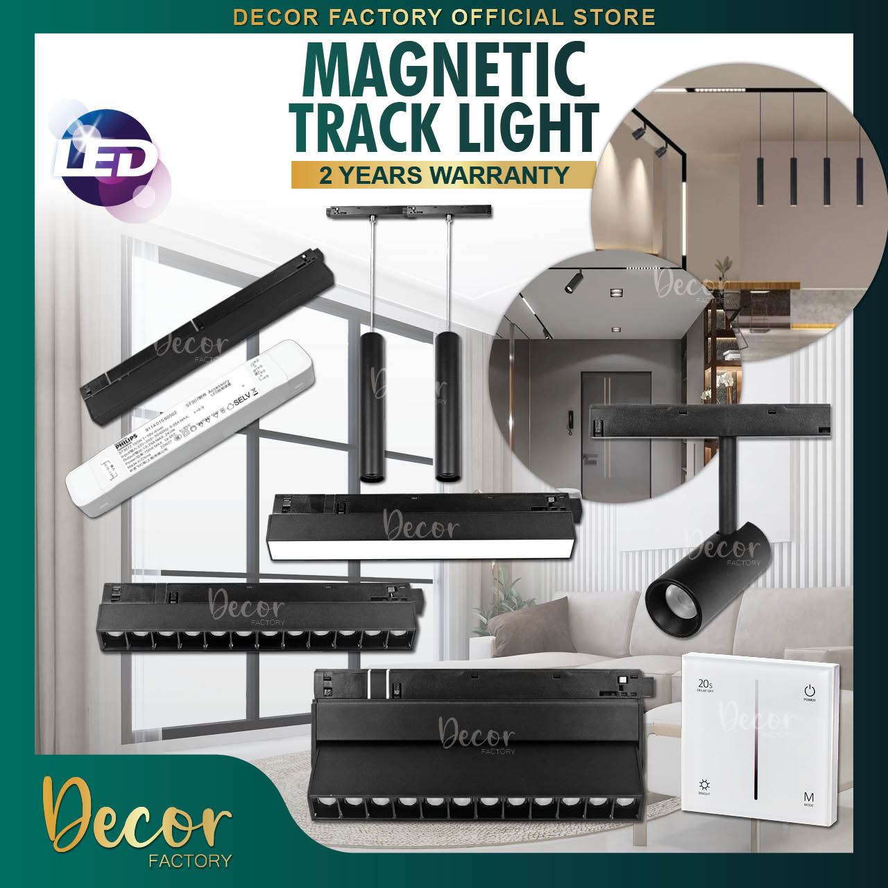 🔥NEW2024🔥 PHILIPS Magnetic Track Light ST307M Dimmable Flood / Grid ...