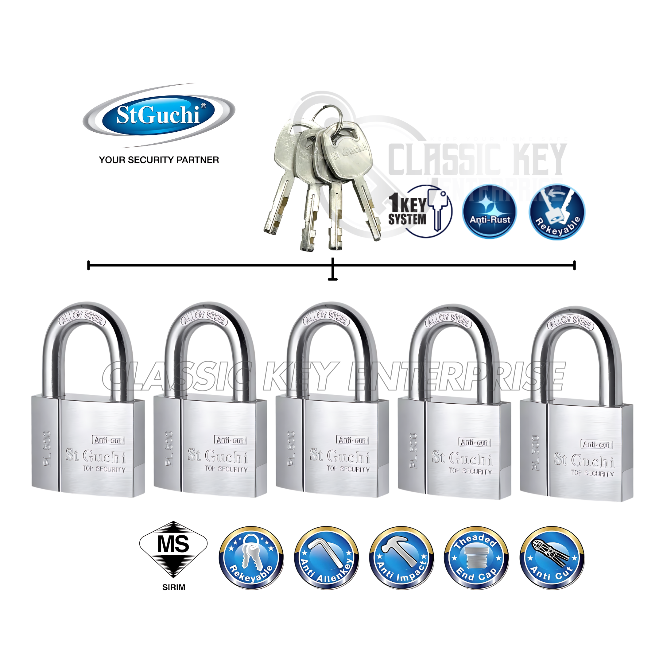 St Guchi padlock anti cut + anti rust SGPL-500N Size 50mm - 5pcs ...