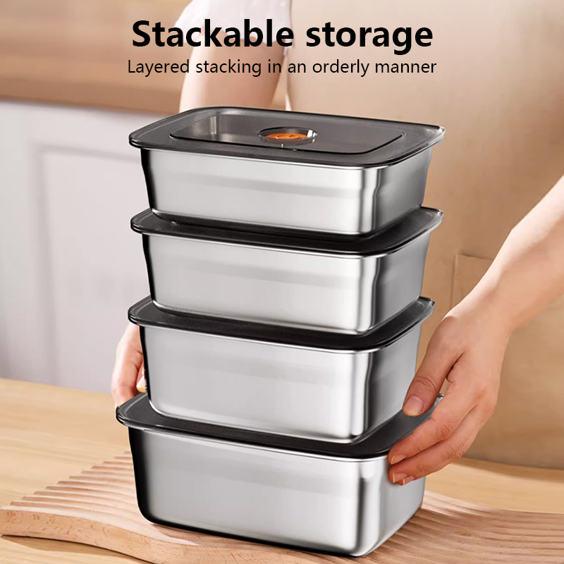 Crisper Box Stainless Steel Organizer Fresh-Keeping Storage Box With ...