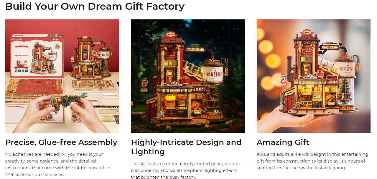 [READY STOCK] Robotime ROKR Christmas Dream Gift Factory Wooden Music ...