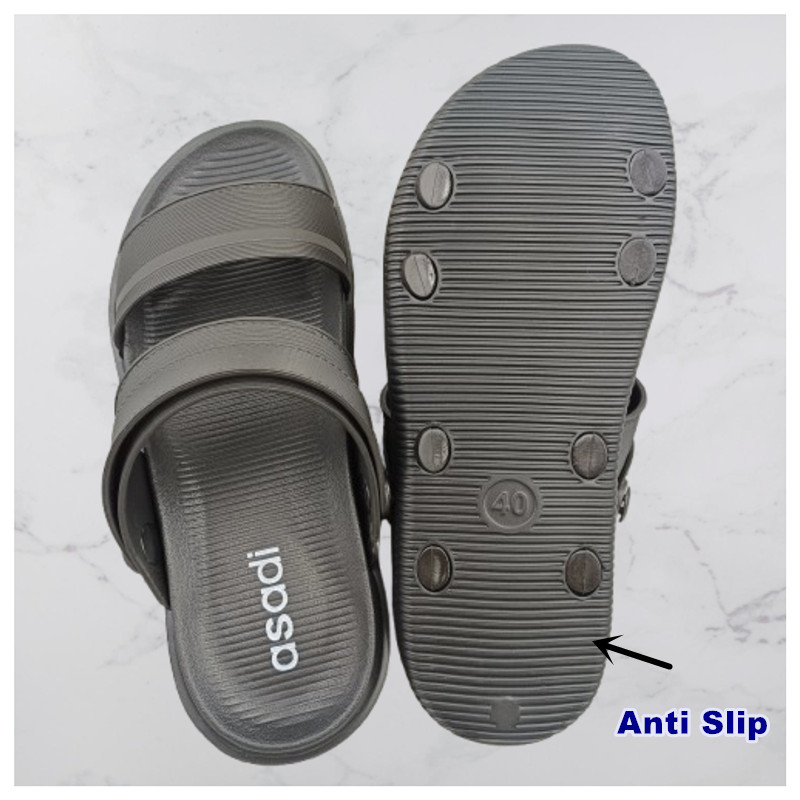 NS ASADI 80378 Men Rubber Sandal Shoes Adjustable Strap Black Color ...