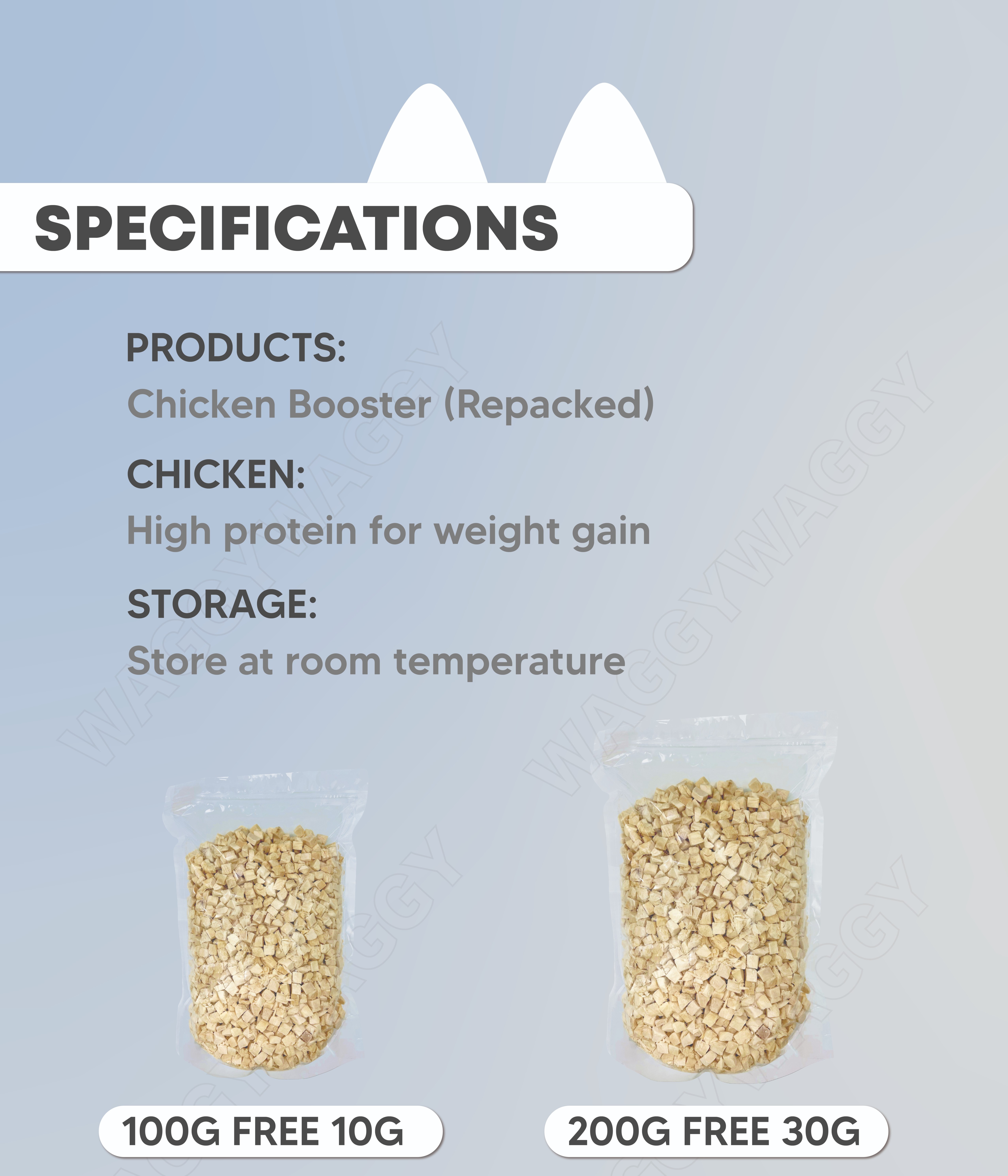 WaggyWaggy Chicken Booster Gemok Repacked Freeze-Dried Pet Snacks Cat ...