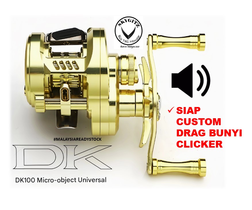 SKYGITZ MALAYSIA DK100 Micro Drum CQ BFS CNC METAL BODY Fishing CASTING Reel, GOLD SPECIAL ...