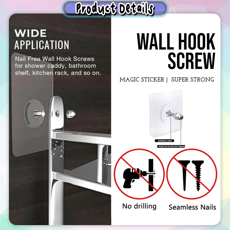 [Little B House] Punch-Free Wall Hook Non-Marking Wall Screw Sticker ...