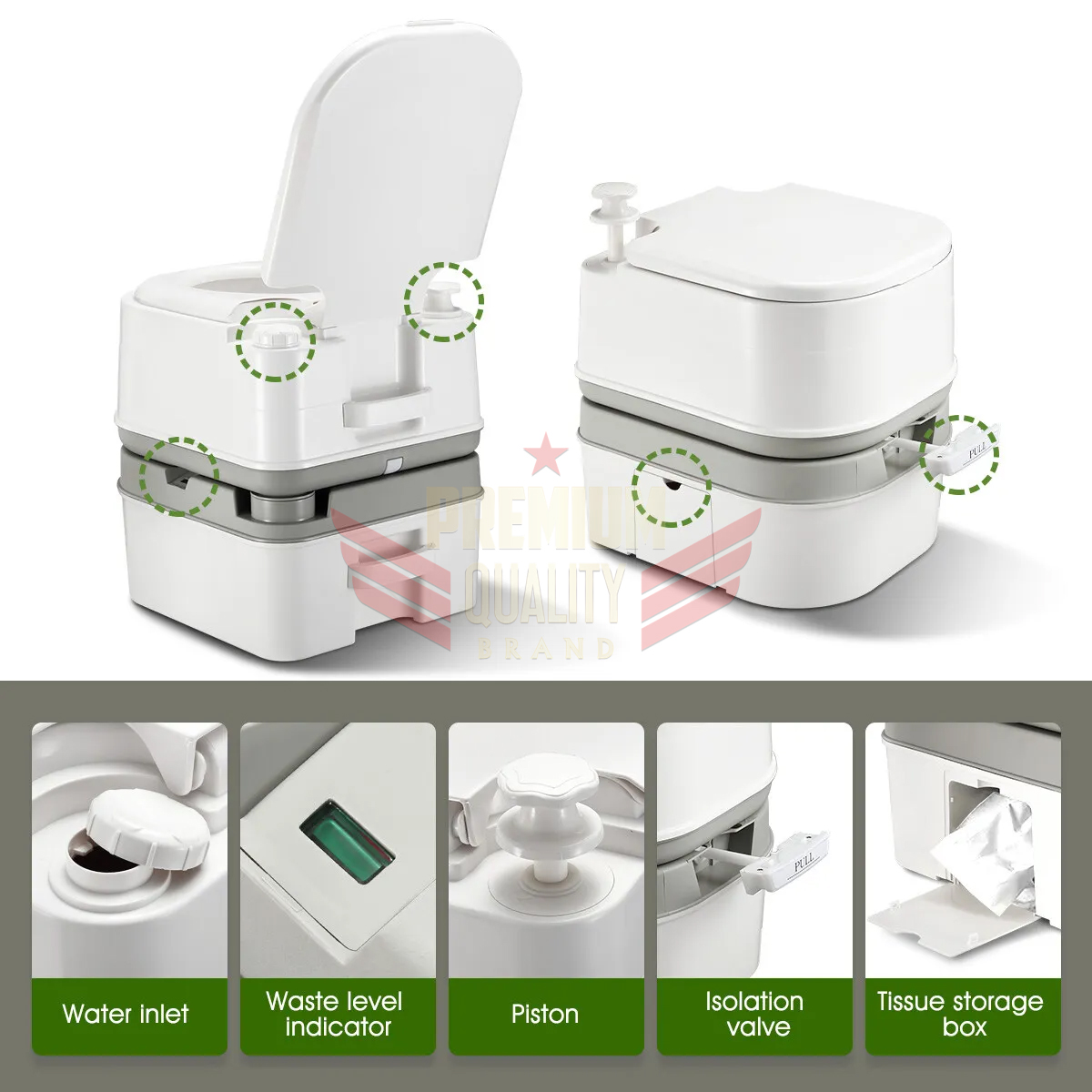 24L Portable Compact RV Toilet Sanitation System Water-Saving Outdoor ...