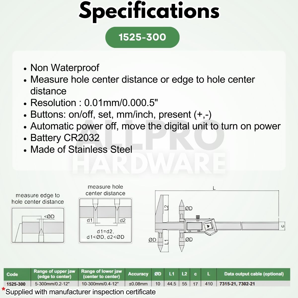 INSIZE Digital Centerline & Edge To Center Caliper (1525-300) | Shopee ...