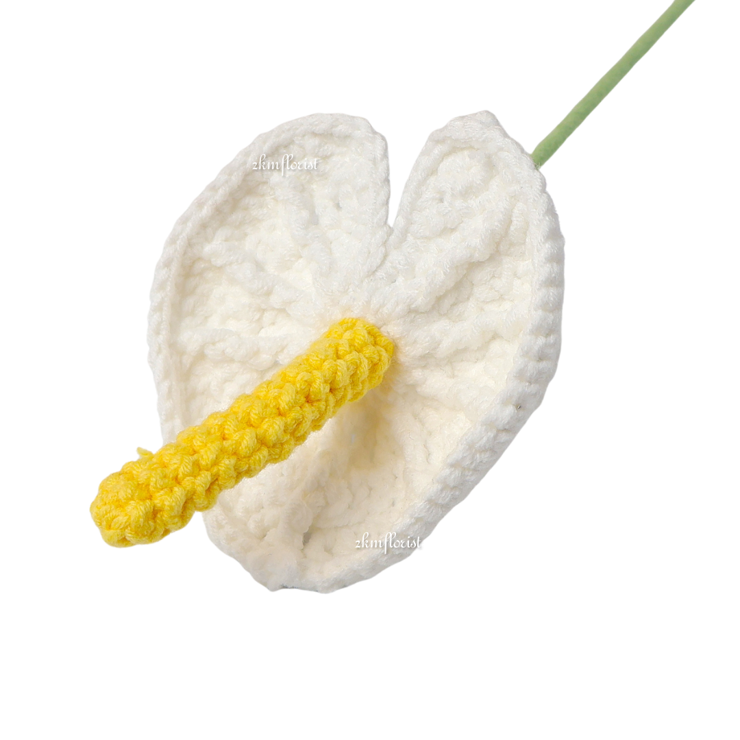 (1PC) CROCHET SULAM ANTHURIUM Flower Bunga Sulam Wool Hand Knitted ...
