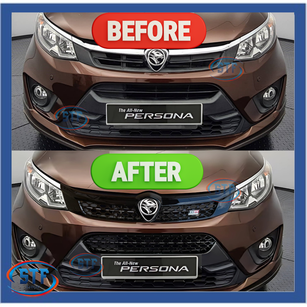Proton Persona 2016-2018 Front Grill Glossy Black (Mini Cooper Style ...