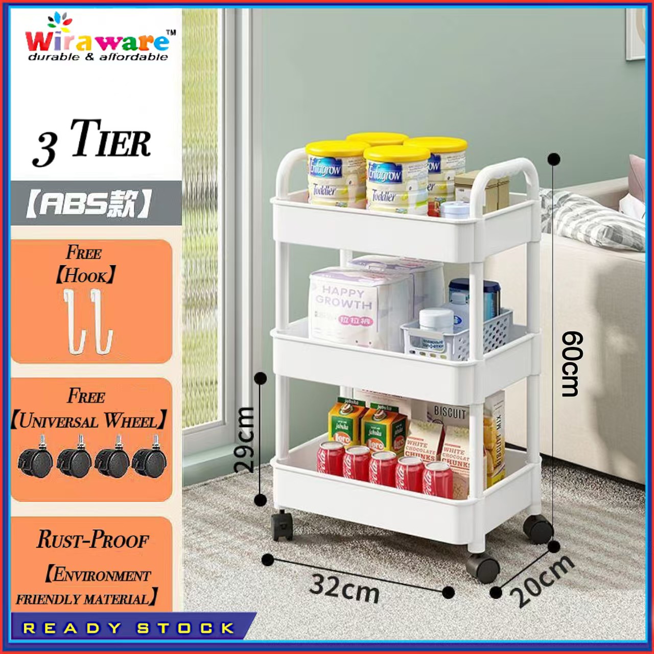 3/4 Tier Trolley Rack /trolley rack/kitchen trolley/ troli dapur/ troli ...