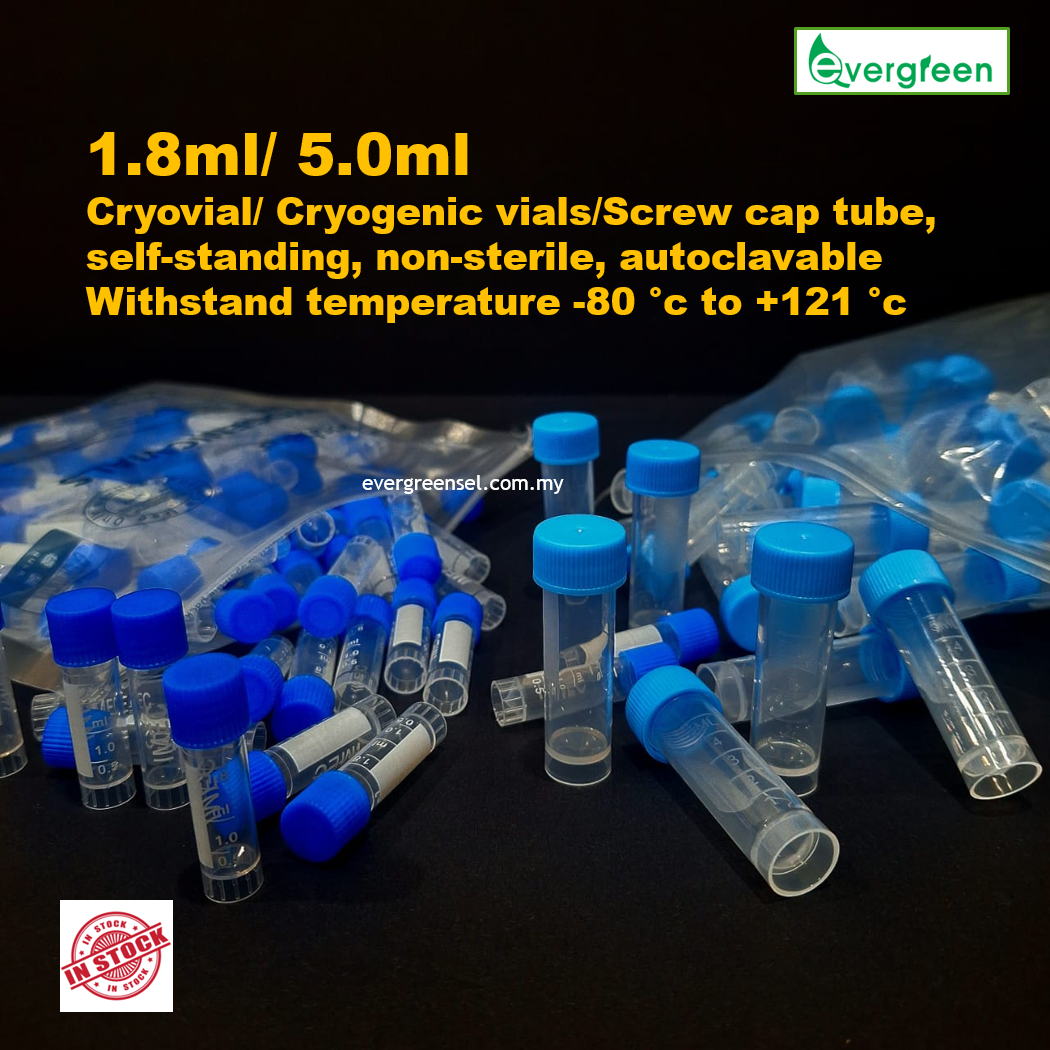 ( READY STOCK ) 1.8ml/ 5.0ml Disposable Cryovial/ Cryogenic vials/Screw ...