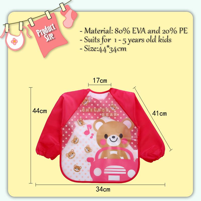 [Little B House] Waterproof Baby Bib Long Sleeve Feeding Bibs Apron ...