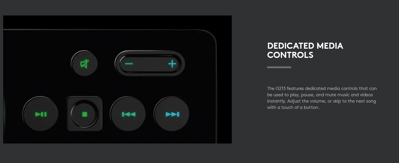 LOGITECH G213 PRODIGY RGB WIRED GAMING KEYBOARD WITH DEDICATED MEDIA ...