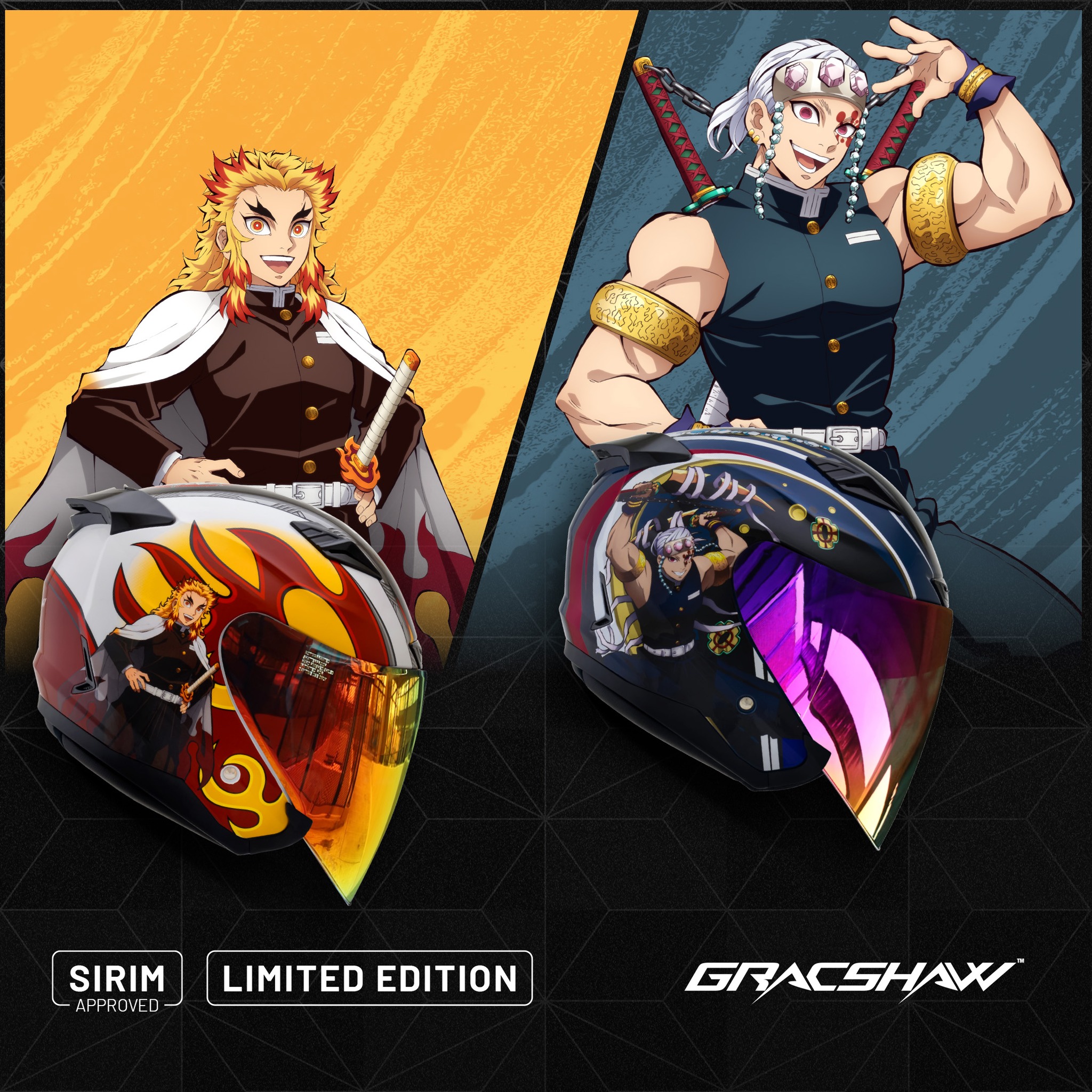 ORIGINAL GRACSHAW G535 HELMET NEW DESIGN DEMON SLAYER HELMET OPEN FACE ...