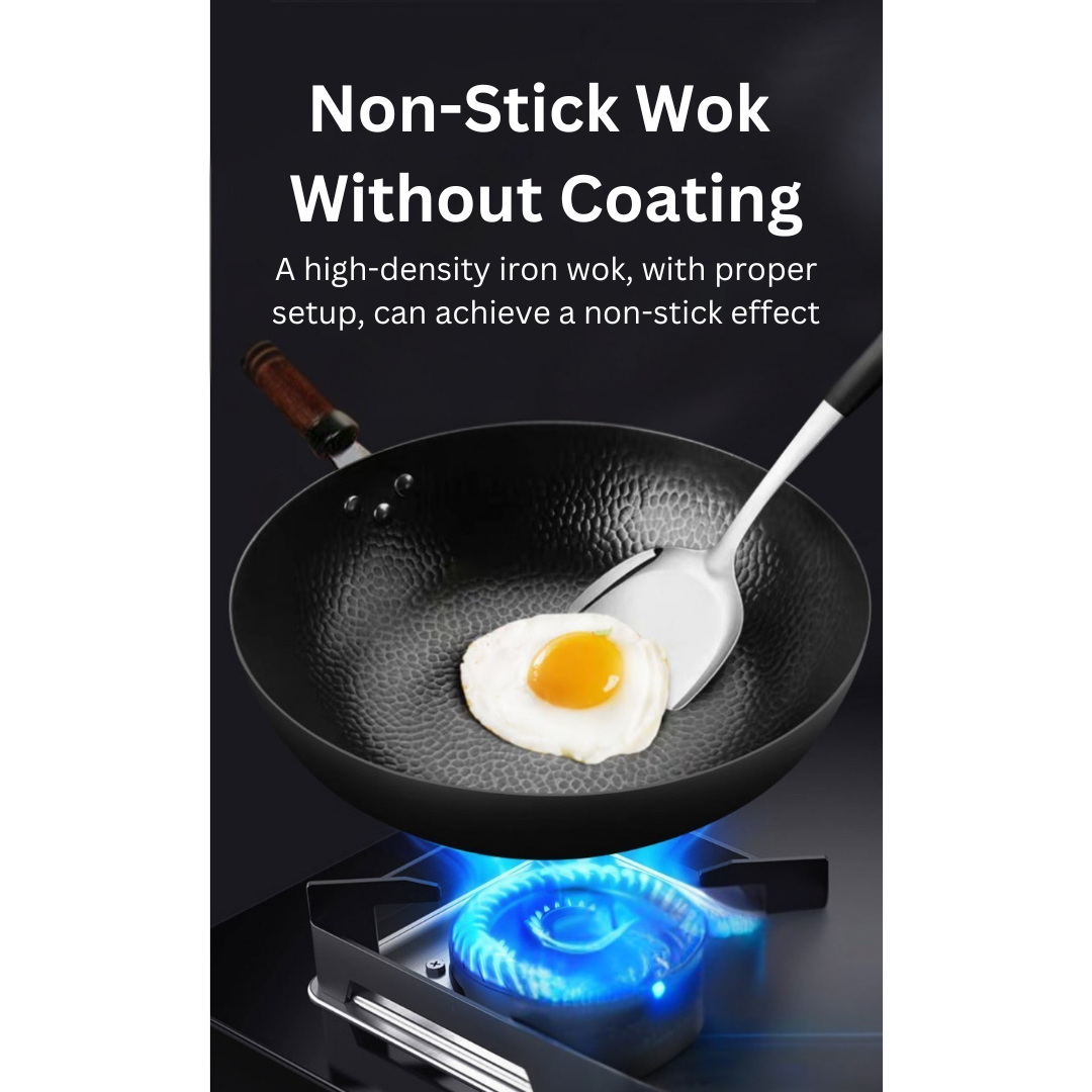 Uncoated Flat Cooking Pan No Harmful Coating Surface Ergonomic Handle ...
