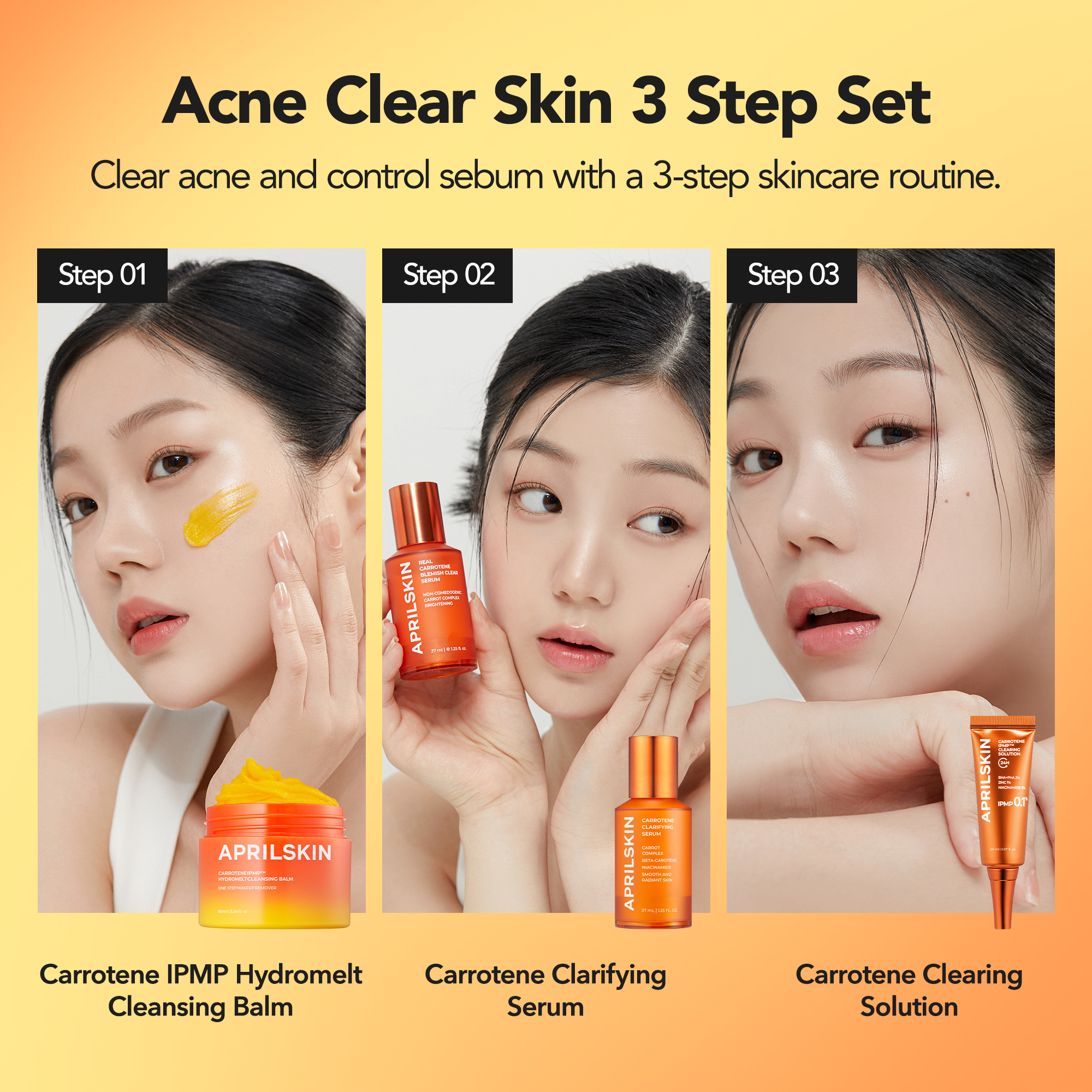[APRILSKIN OFFICIAL] Acne Clear Skin 3 Step Set (Cleansing Balm+ Serum ...