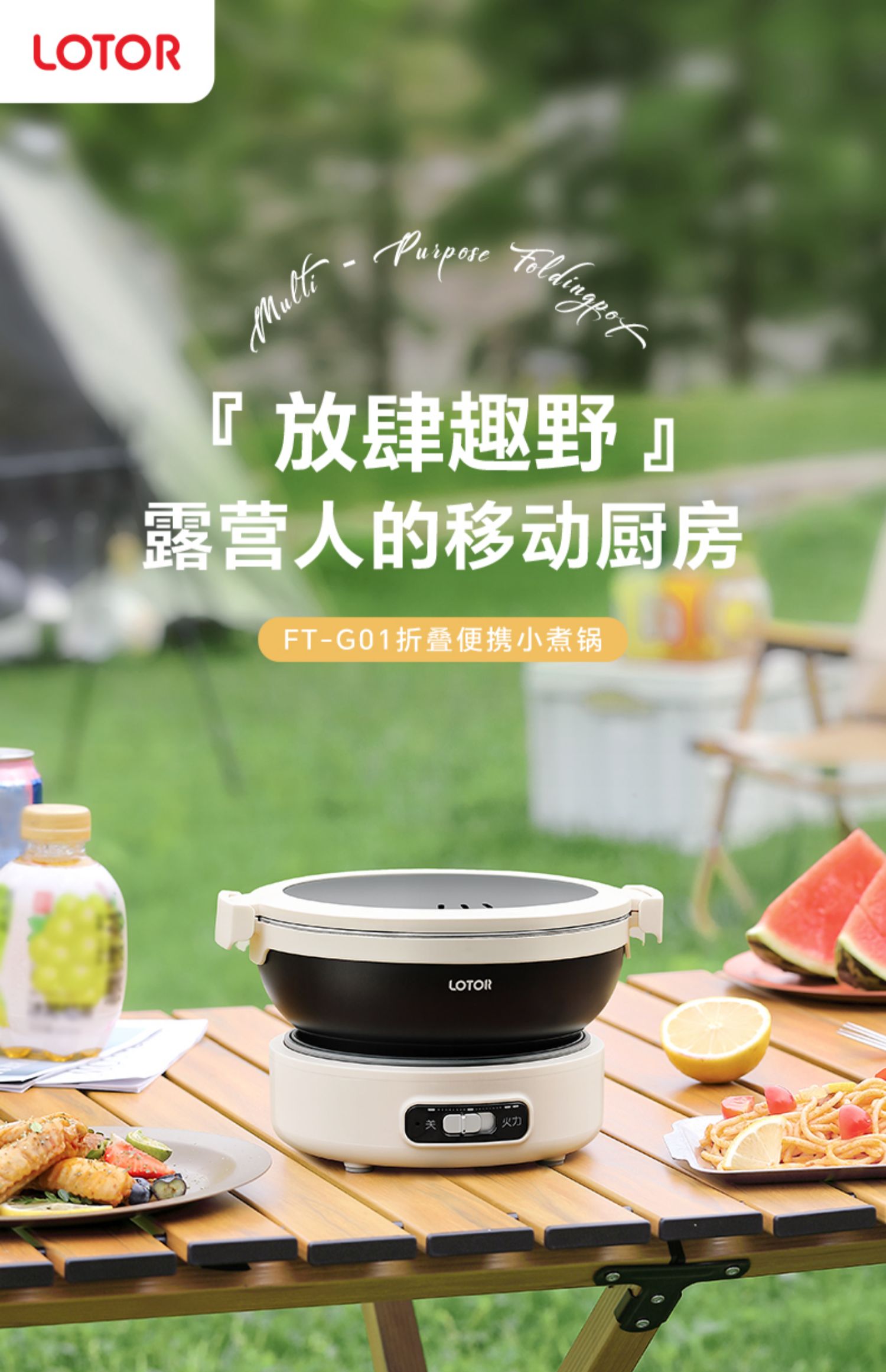 LOTOR Portable Electric Cooker Foldable Multi Non-Stick Multi Cooker ...