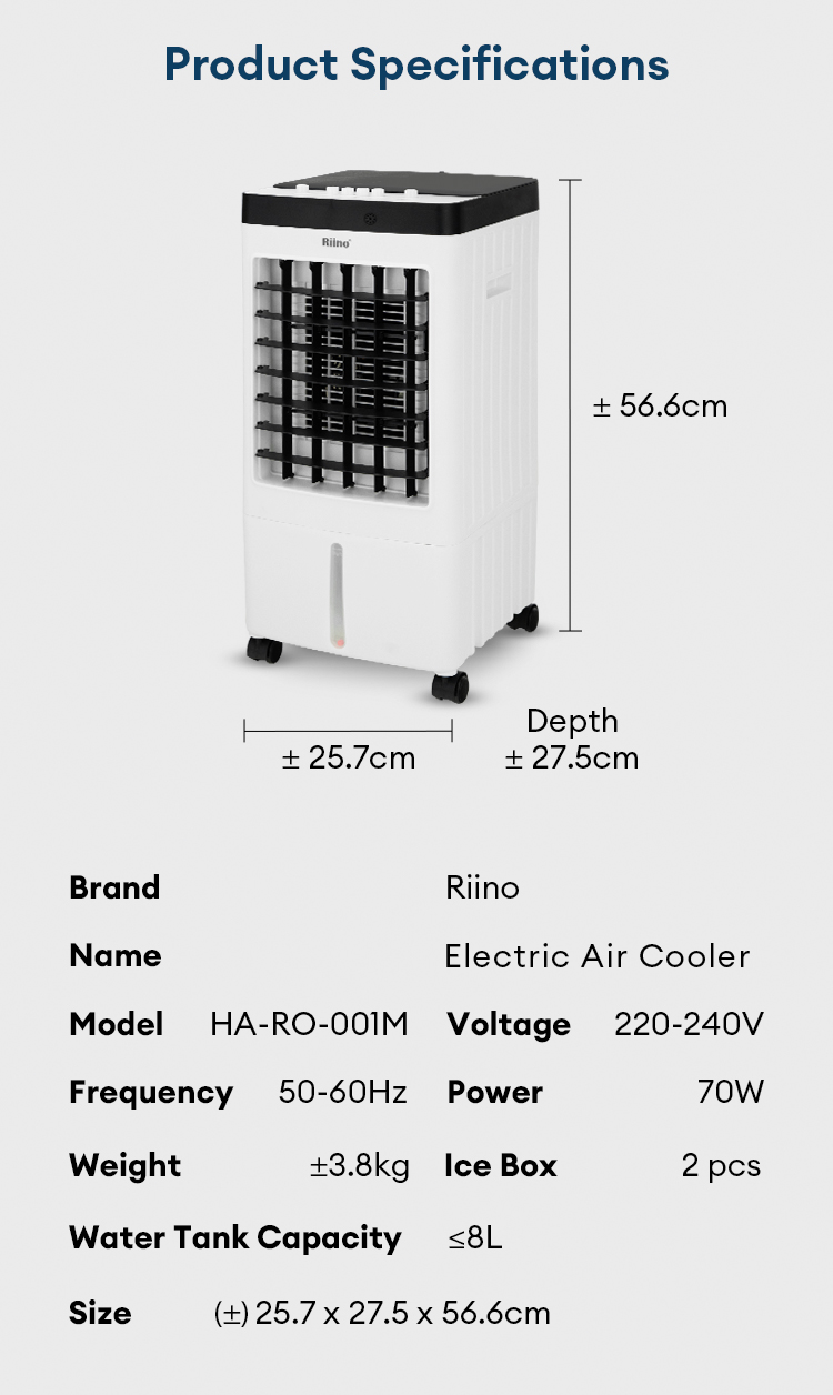 Riino Elektrik Pendingin Udara Portable 3 Speed FREE 2 Ice Boxes ...