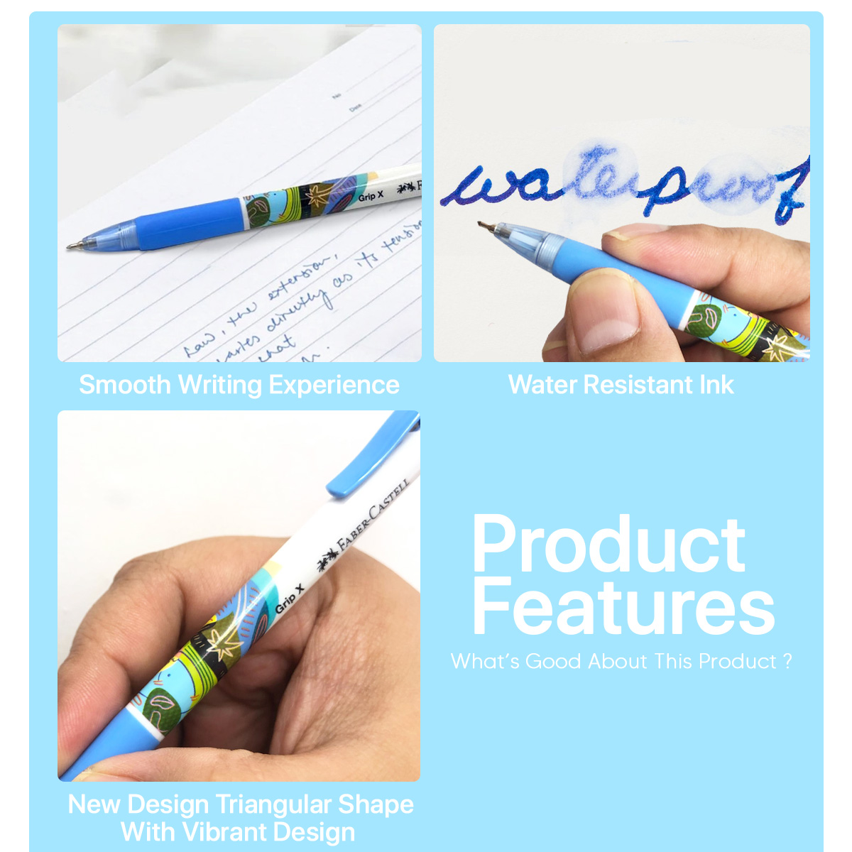 Faber Castell Pen Alat Tulis Grip X5 X7 Ball Pen Hitam 0.5 0.7 Blue Pen ...