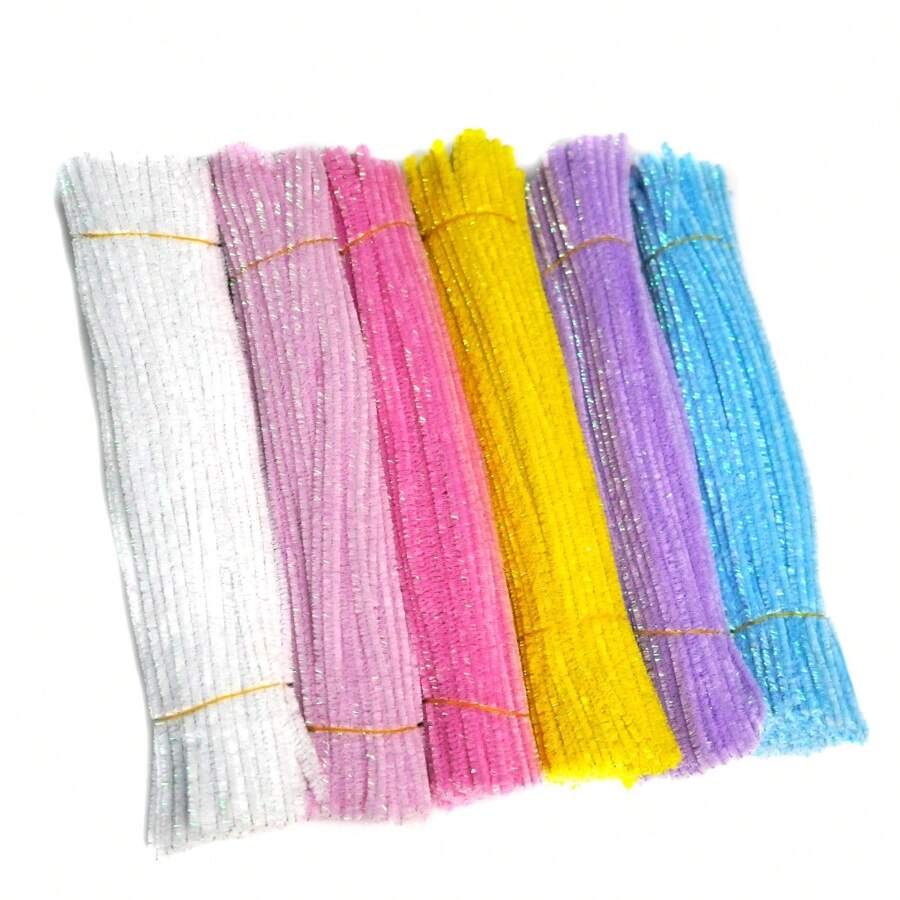100 PCS Colorful Sparkle Pipe Cleaners / Glitter Chenille Stems Craft ...