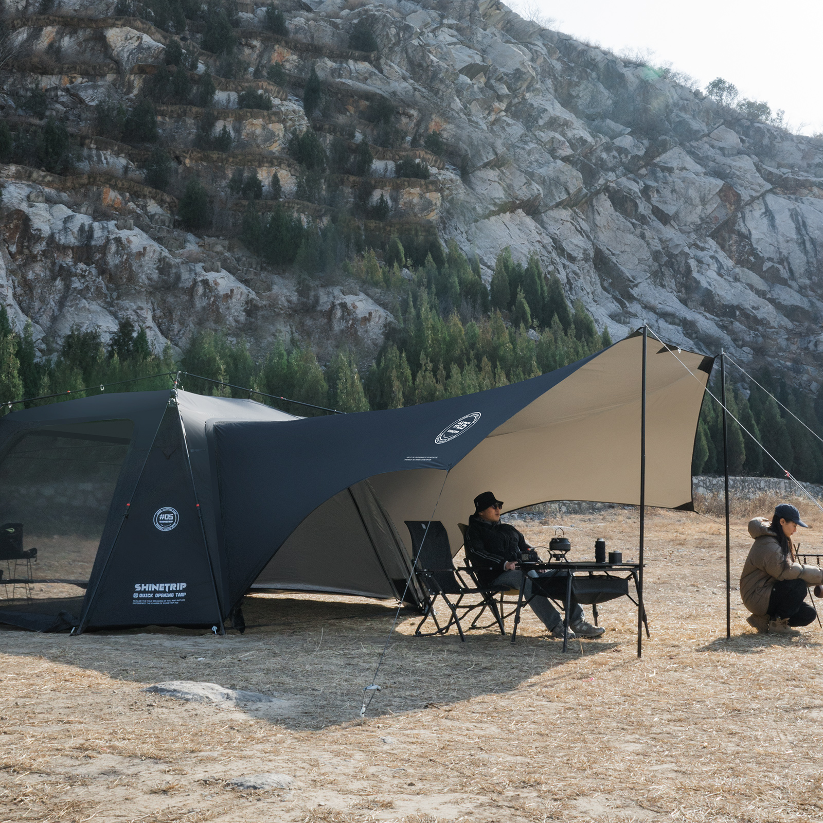 Shinetrip Auto Dome Shelter Tarp PU2000 Silver Coated Black Green Khaki ...