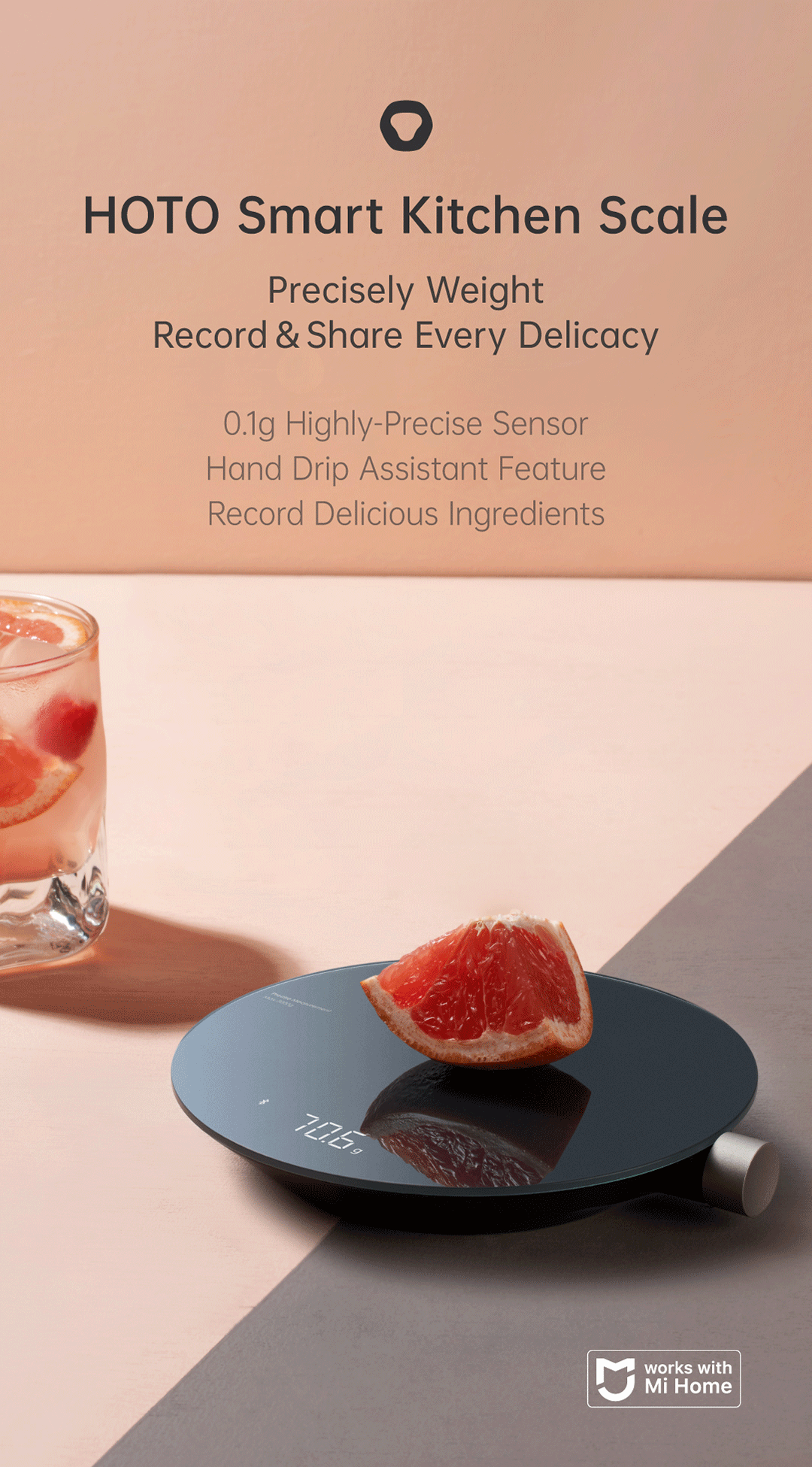 HOTO Smart Digital Kitchenware Scale with High Precise Measuring Sensor ...