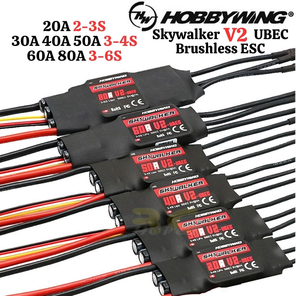 Hobbywing Skywalker V2 20A 30A 40A 50A 60A 80A UBEC Brushless ESC SWESCN | Shopee Malaysia
