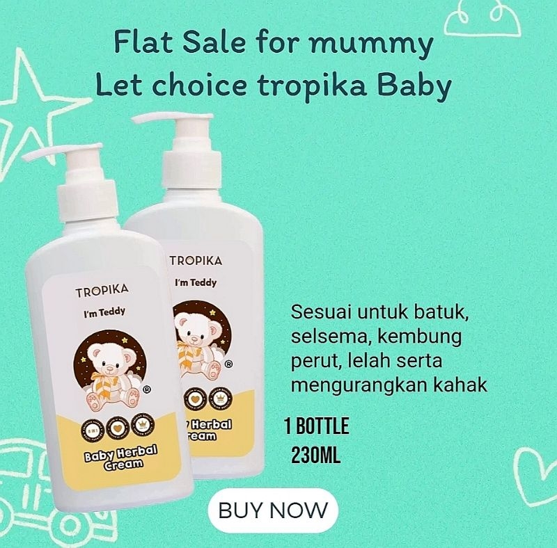 Tropika Baby Herbal Cream 230ml krim bayi kembung selesema batuk Baby ...