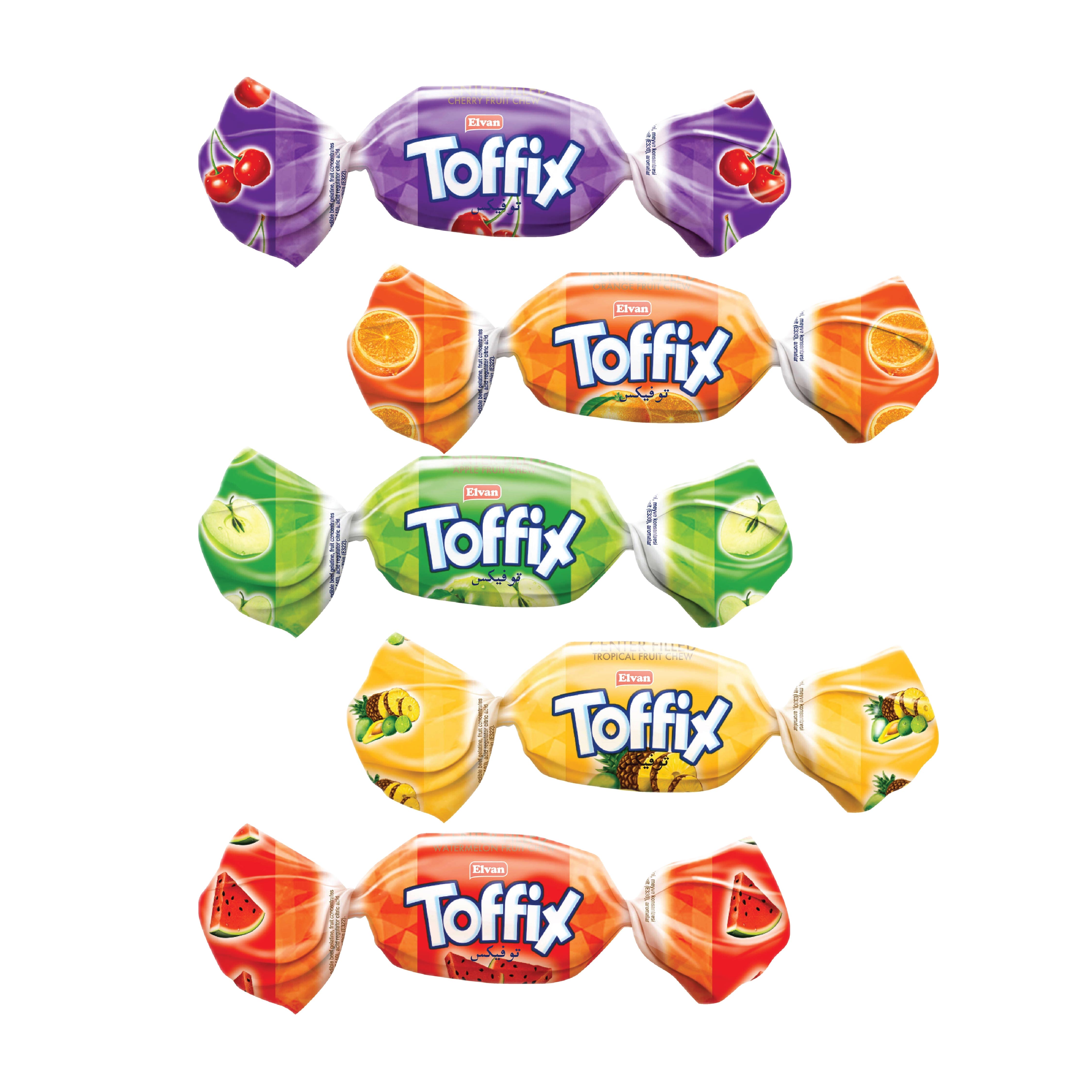 Toffix Chewing Sweets, Fruit Gums, with Filling Various Flavours 3 Bags ...