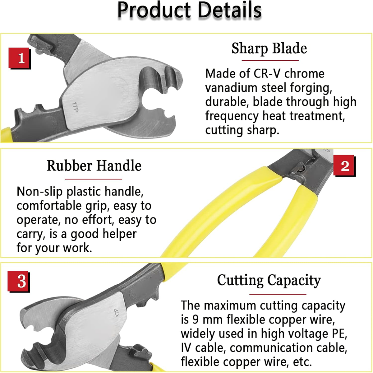 Gunting Wayar Pemotong Kabel Playar Cable Cutter Clamp Pliers Wire ...