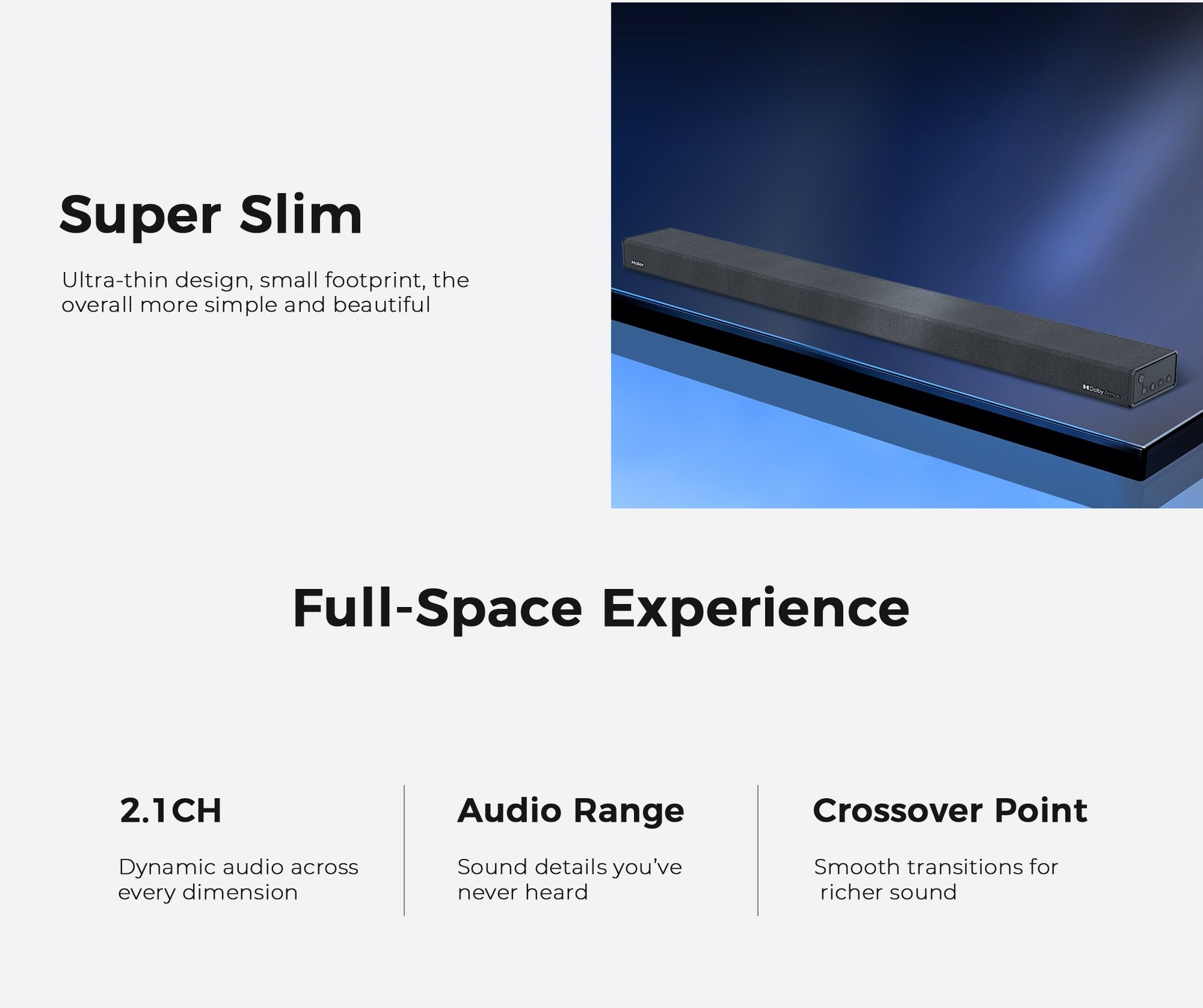 Haier Dolby Atmos Sound Bar (120W) / Independent Subwoofer / HDMI 2.1 ...