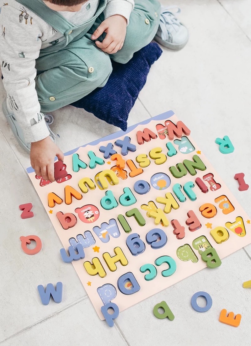 ABC Alphabet Wooden Puzzle Kids | Uppercase Lowercase Matching Board ...