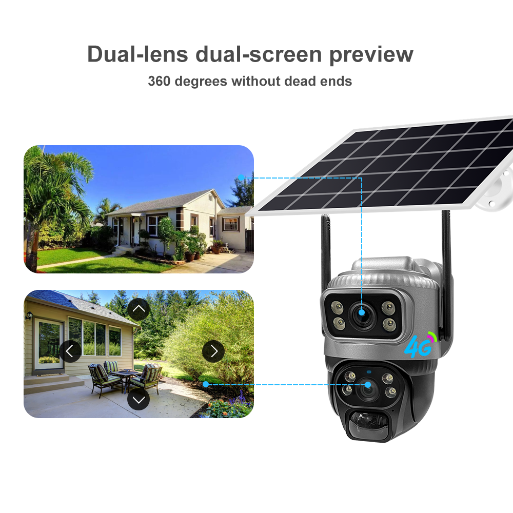 V380 Pro Solar outdoor cctv camera Wireless Dual lens 4G Sim waterproof ...