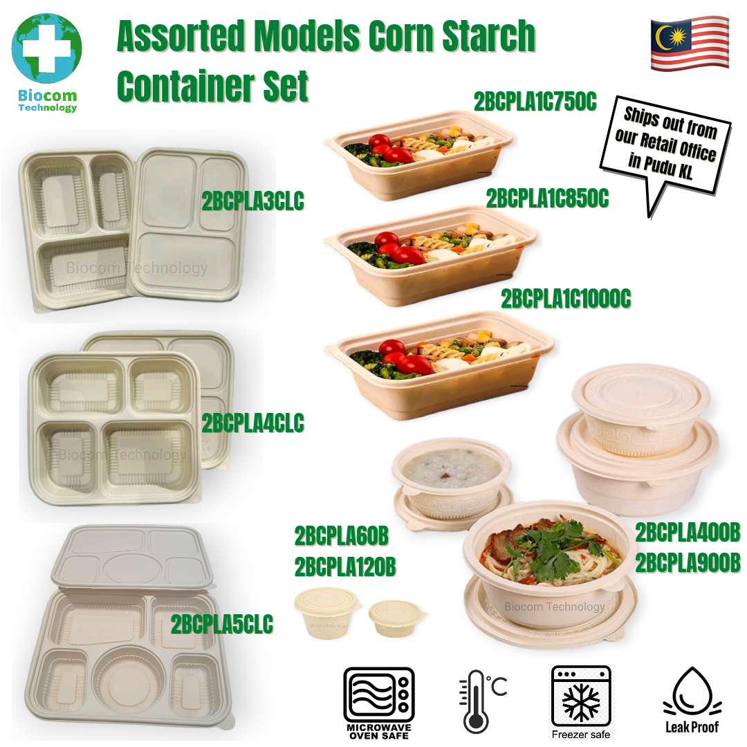 50sets Biodegradable PLA Corn Starch Rectangle Eco Container With Lid ...