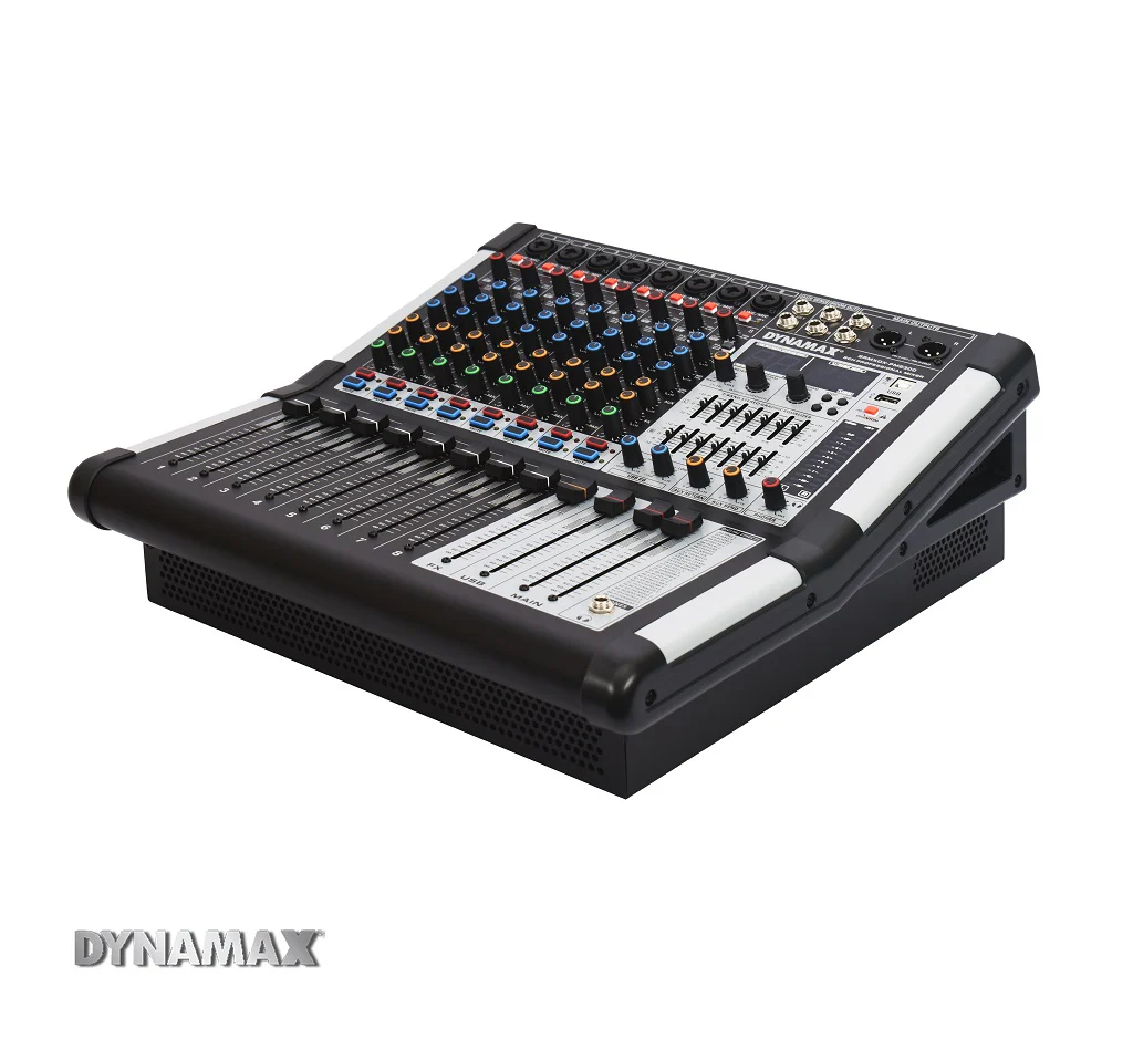 DYNAMAX PM8300 8-Channel 300W x 2 Powered Mixer With USB / Bluetooth ...