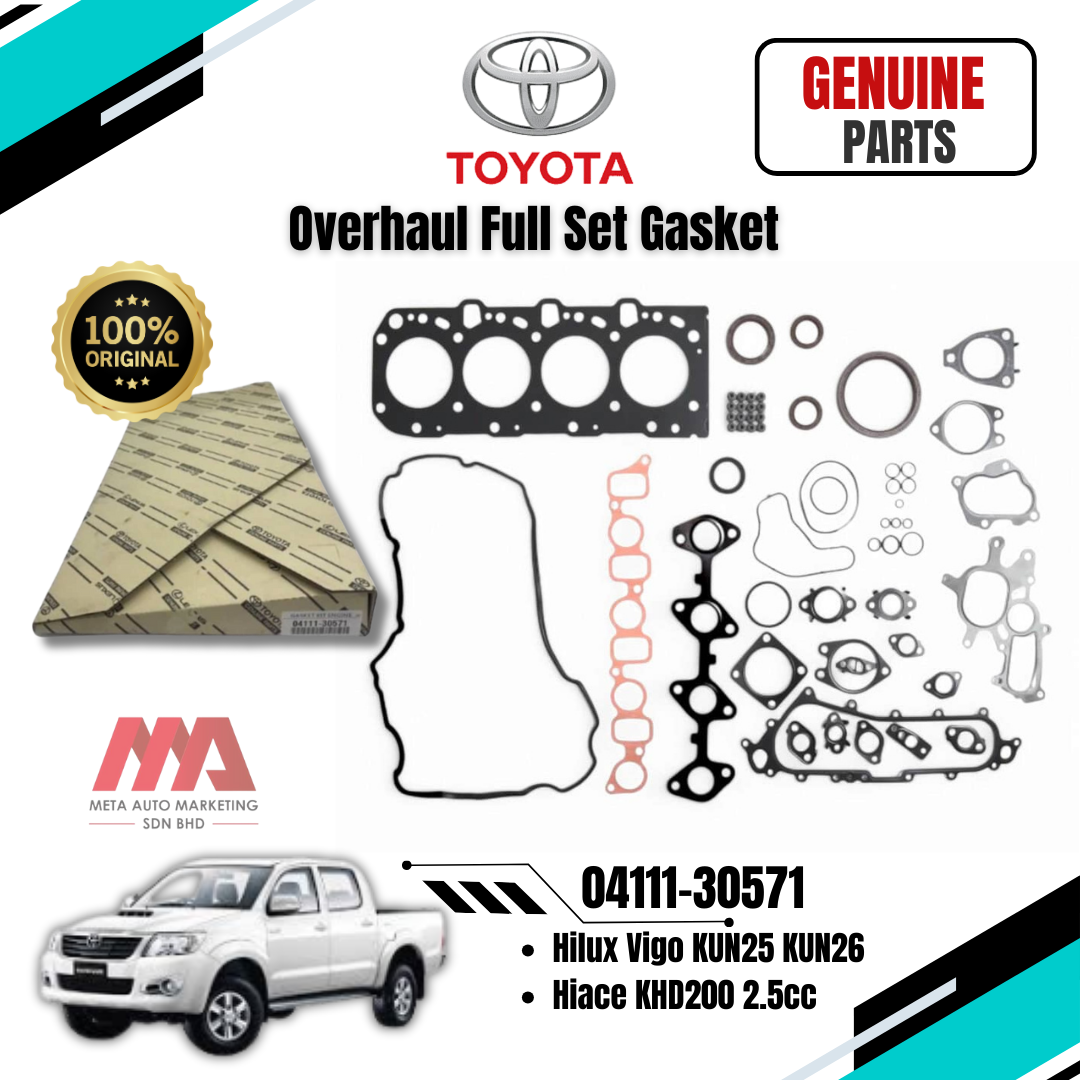 ORIGINAL TOYOTA OVERHAUL FULL SET GASKET TOYOTA HILUX KUN25 KUN26 HIACE ...