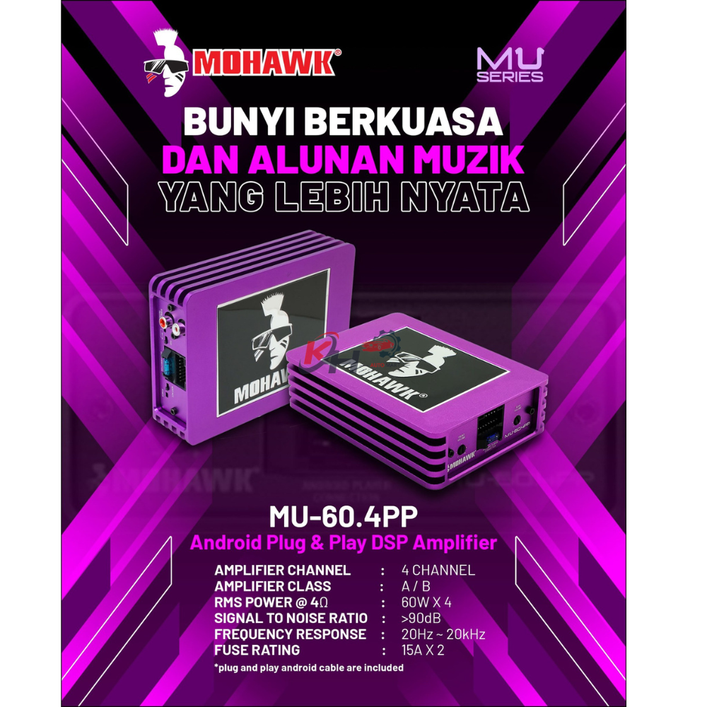 Mohawk Android Amplifier MU-60.4PP 4 Channel Plug and Play Power Amp ...