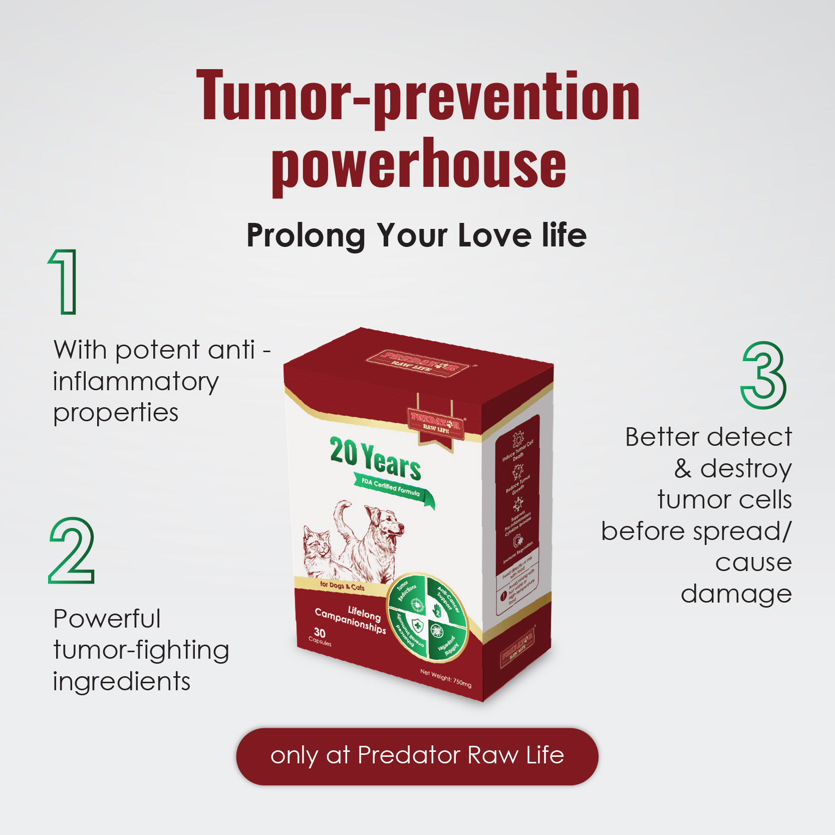 Predator Raw Life 20 Years Pet Supplement Medicine Cancer Tumour ...