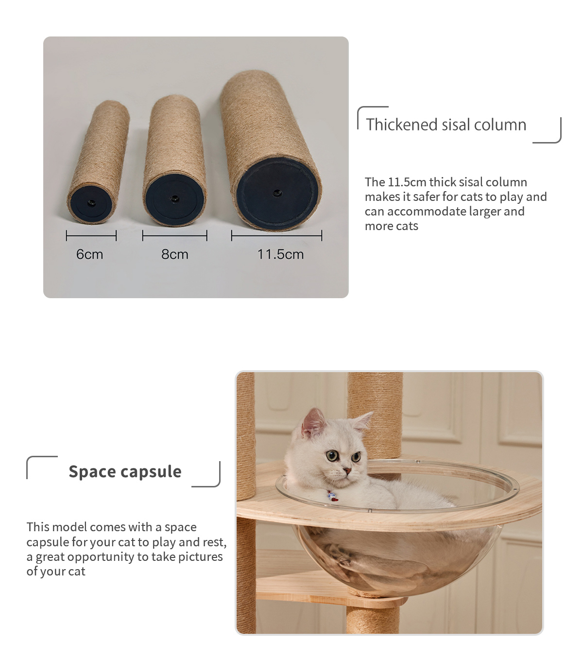 Osti Luxury Dual Space Capsule Pine Wood Cat Tree for Multiple Cats All ...
