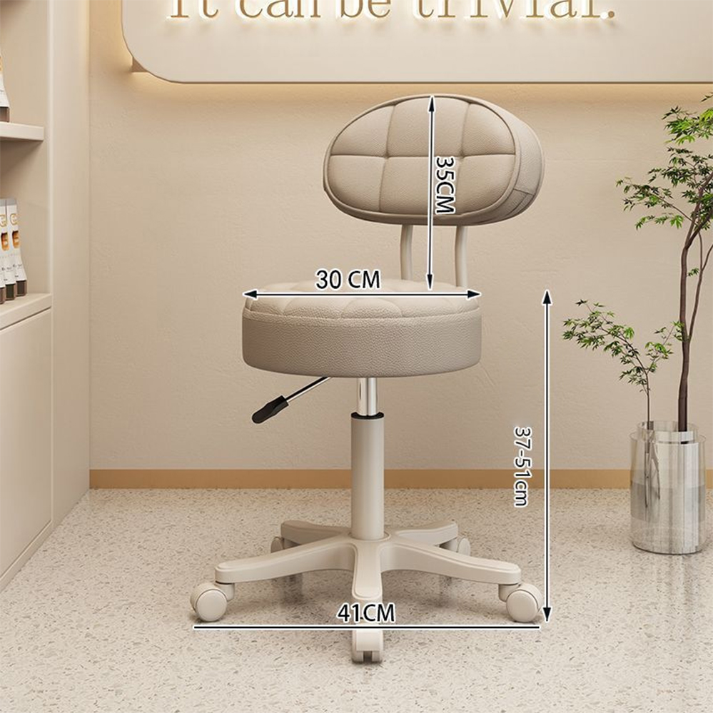 Adjustable Round Chair With Wheels Soft Cushion Bar Chairs Stool Seat ...