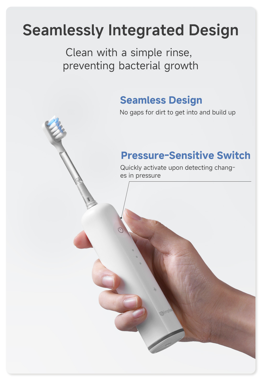 Simplus Electric Toothbrush 60° Oscillation 66,000 Vibrations/Min 6 ...