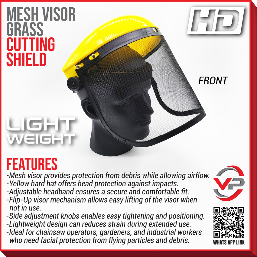 HEAVY DUTY LIFTABLE FACE SHIELD MESH GRASS TRIMMER SAFETY HELMET HAT ...