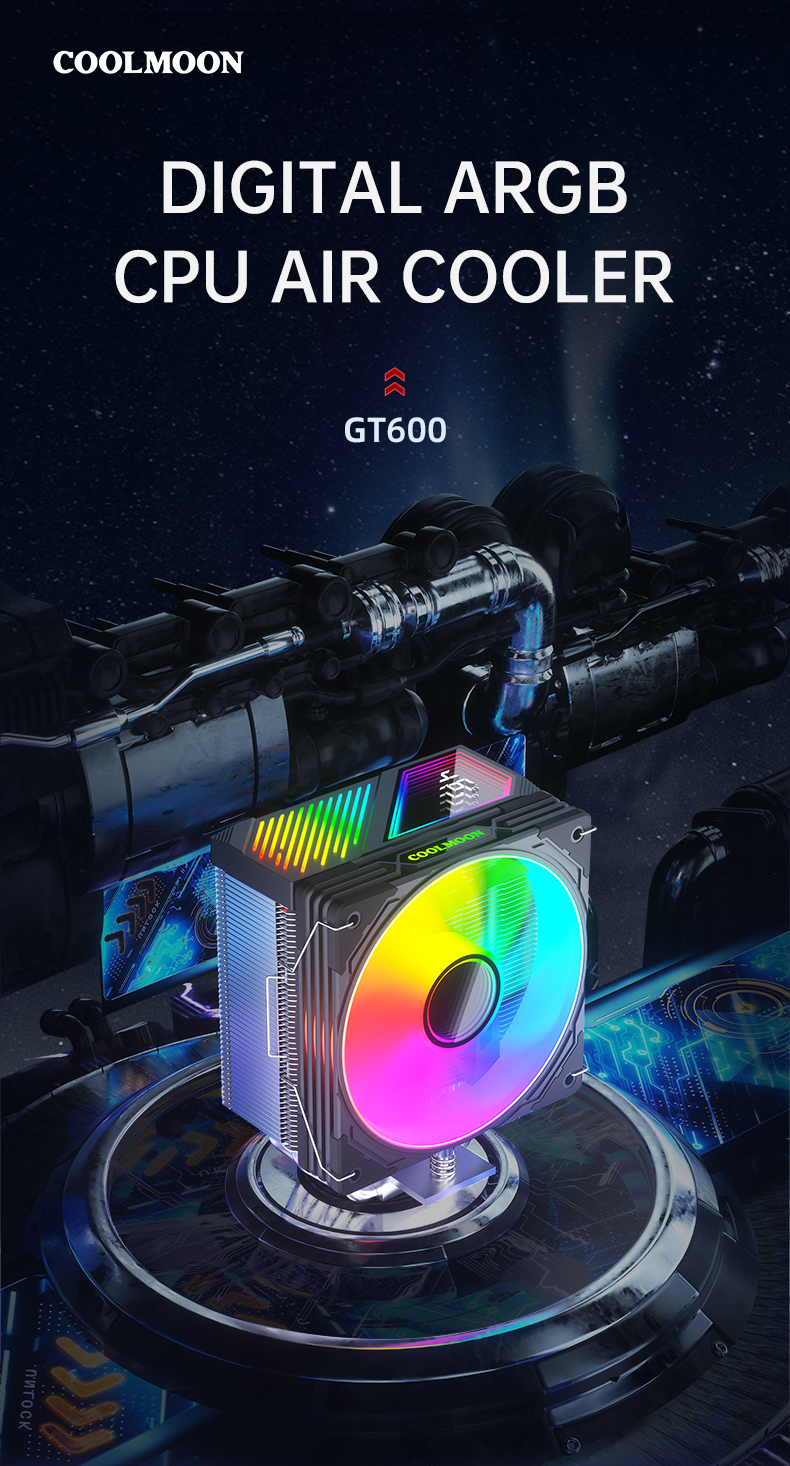 [2025 New Stock]CoolMoon GT400/600 12CM Tower CPU COOLER 4Pin PWM+ ...